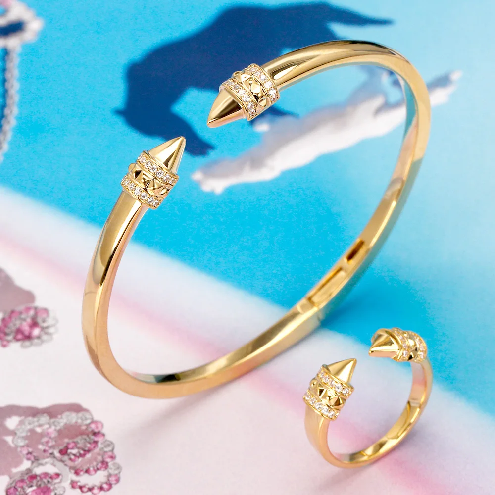 Cubic Zircon Pave Setting Bracelet | Cubic Zircon Nail Bangle Ring ...