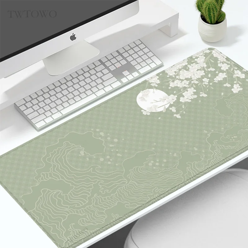 Mouse Pad Gaming Green Japanese Waves XL Home Large Mousepad XXL ...