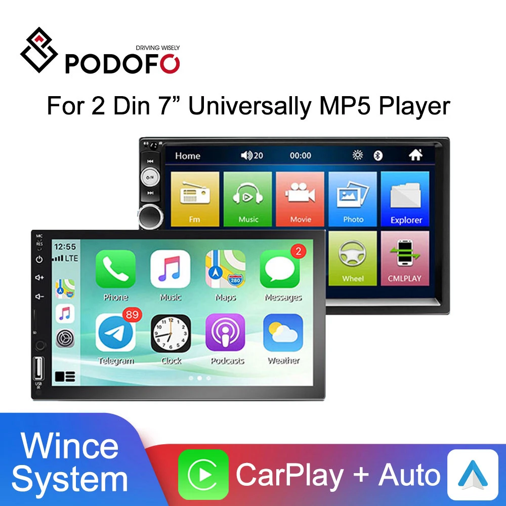 Podofo-2-din-CarPlay-Android-Auto-Car-Radio-7-Autoradio-Multimedia-Player-MP5-Audio-Bluetooth ...