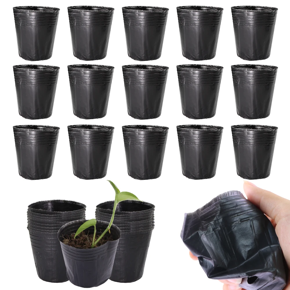 PE Plastic Nursery Bags Plant Grow Bags Germinate Seedlings Pots for ...