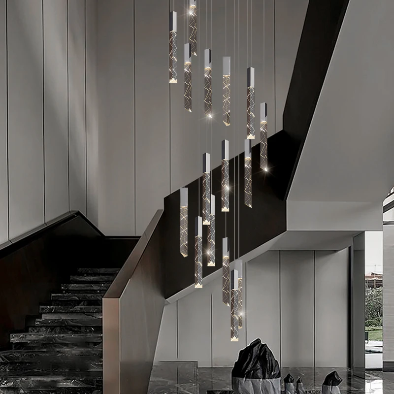 Modern-Crystal-Pendant-Lights-High-rise-Building-Staircase-Chandelier ...