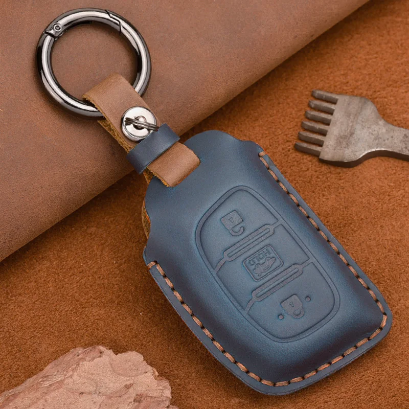 Genuine Leather Car Key Case For Hyundai i10 i20 i30 HB20 IX25 IX35 ...