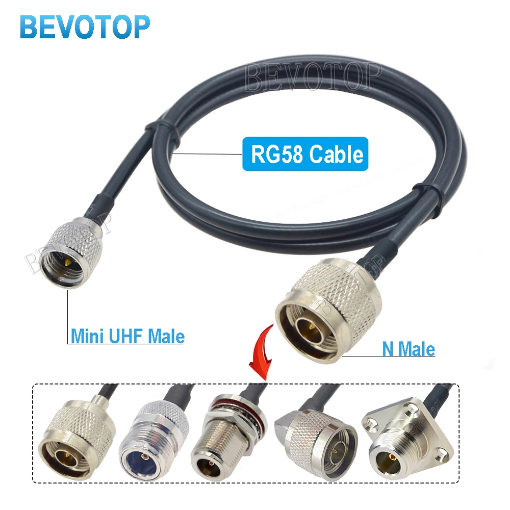 1Pcs-RG58-N-Male-Plug-to-Mini-UHF-Male-plug-Connector-Wire-Terminal-RF ...