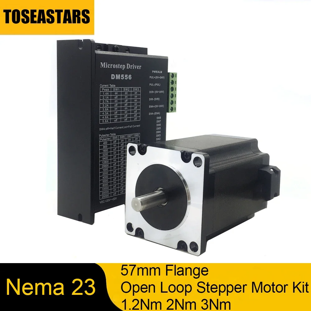 Nema23-Stepper-Motor-Driver-Kit-3A-2-Fases-8mm-Eixo-1-2Nm-2Nm-3Nm-57mm ...