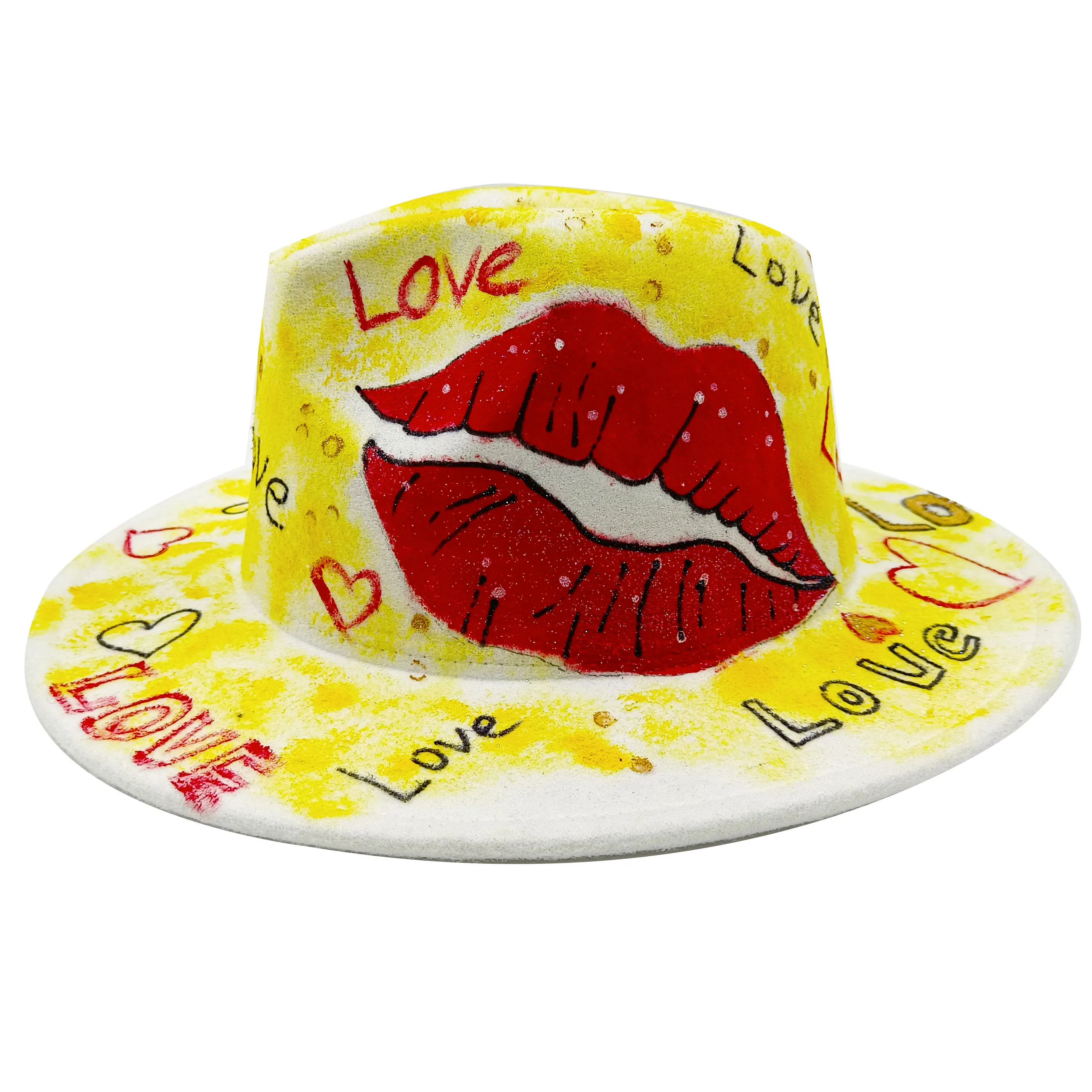 Fedora-new-graffiti-jazz-hat-red-Fedora-men-s-and-women-s-gorras-hat ...