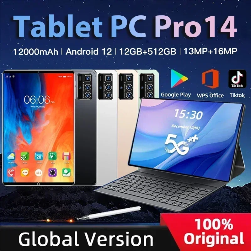 2024-New-Global-Version-Pro-14-Tablets-10-1inch-HD-Original-Tablet-5G ...
