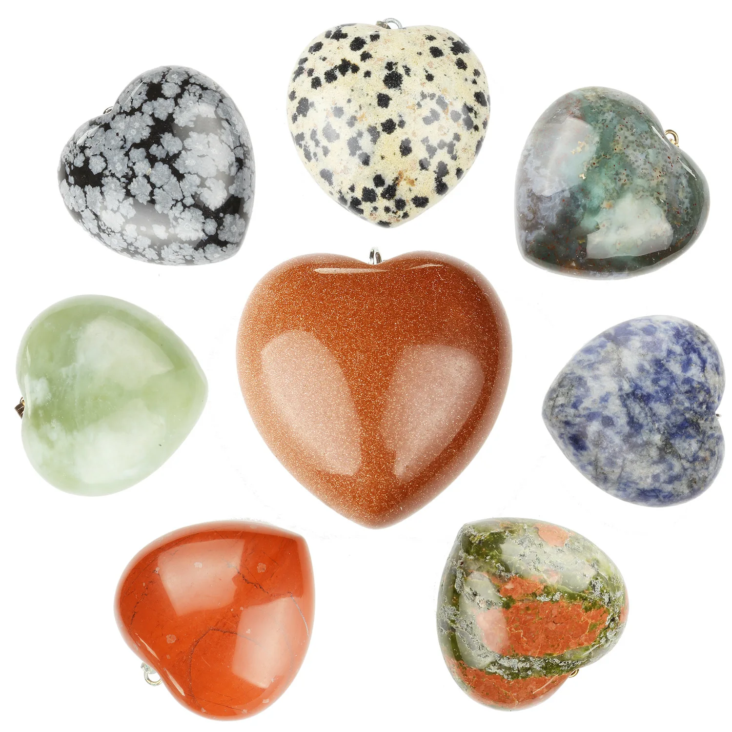10 Colors for Choice Natural Stone Pink Crystal Redstone Heart Pendant ...