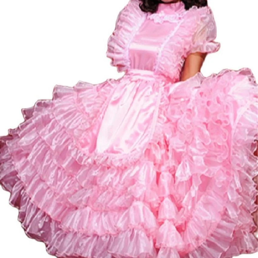 Sexy-Halloween-Costume-for-Women-Lockable-Sissy-Satin-Long-Lace-Dress ...