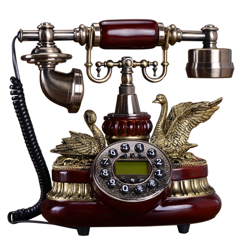 Retro Vintage Swan Antique Corded Telephones European Resin phone table ...