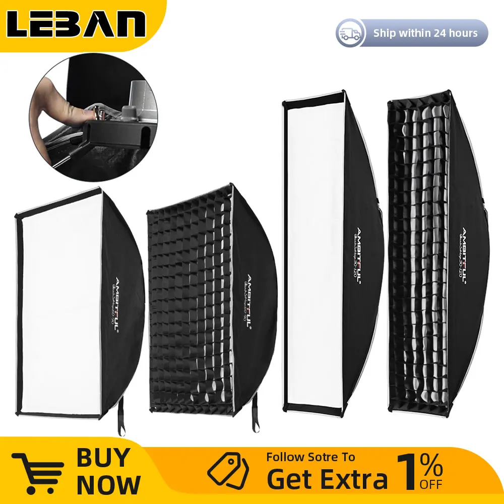 AMBITFUL-QS6090-QS30120-Quickly-Release-Bowens-Mount-Strip-Softbox ...
