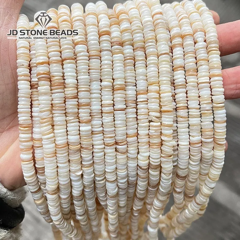 Natural White Shell Round Flat Beads Loose Spacer Slice Beads For ...