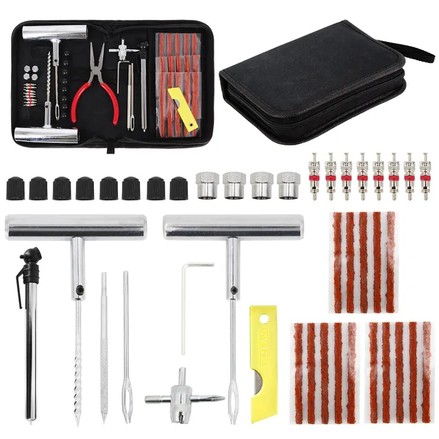 New Car Tire Repair Kit Tubeless Tyre Puncture Studding Tool Set ...