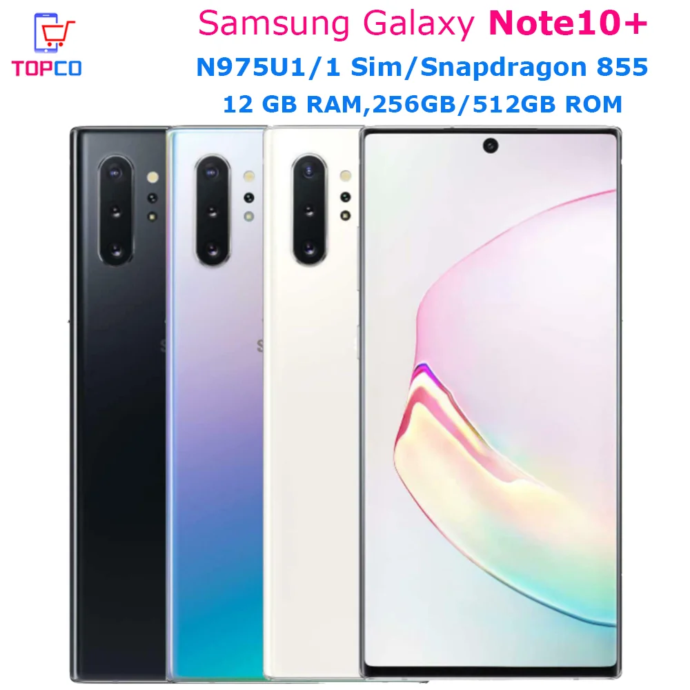 Samsung Galaxy Note10+ Note10 Plus N975U1 256GB/512GB Mobile Phone Snapdragon 855 Octa Core 6.8 ...