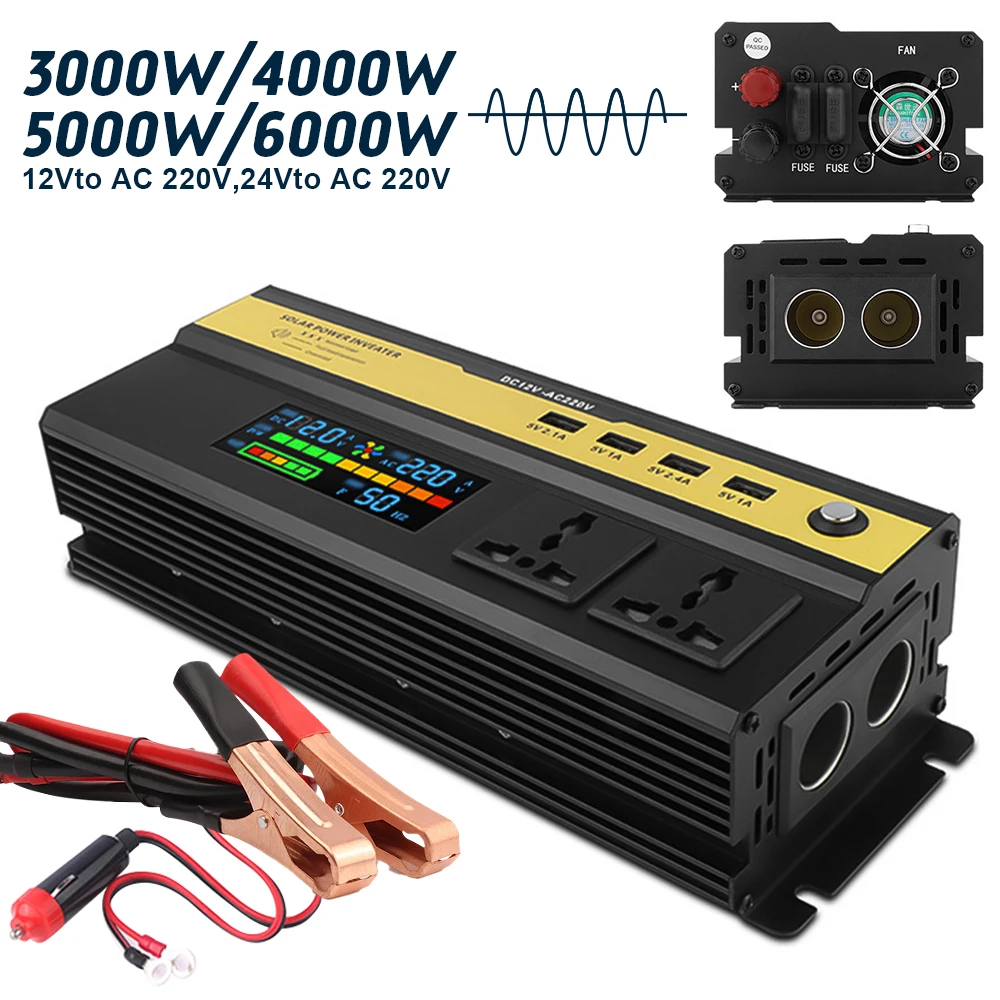 Inversor 12v 220v modificado inversor de onda senoidal dc 12v 24v para ac 220v 3000w 6000w banco ...