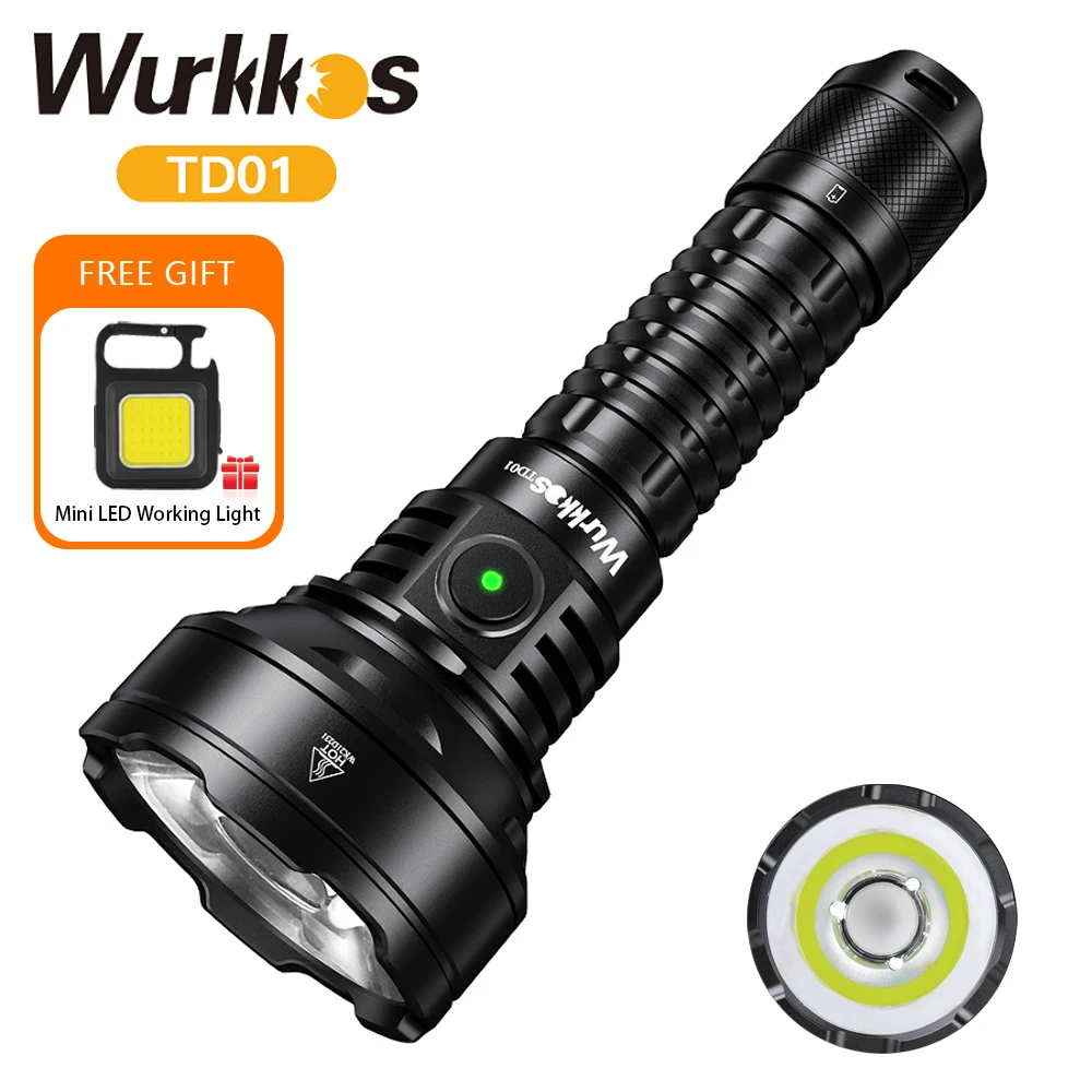 Wurkkos-TD01-21700-Rechargeable-Tactical-Flashlight-LED-USB-C-2200Lm-Torch-PMMA-Lens-Throw-1039M ...