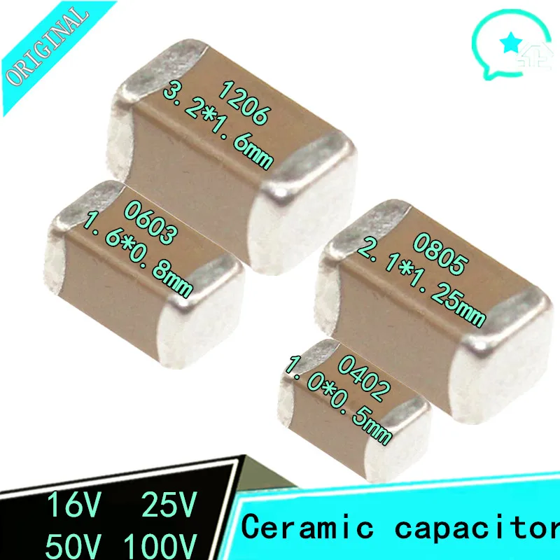 2000 pcs 세라믹 커패시터 1206 0805 0603 0402 10v 16v 25v 50v 100v 1uf 10uf ...