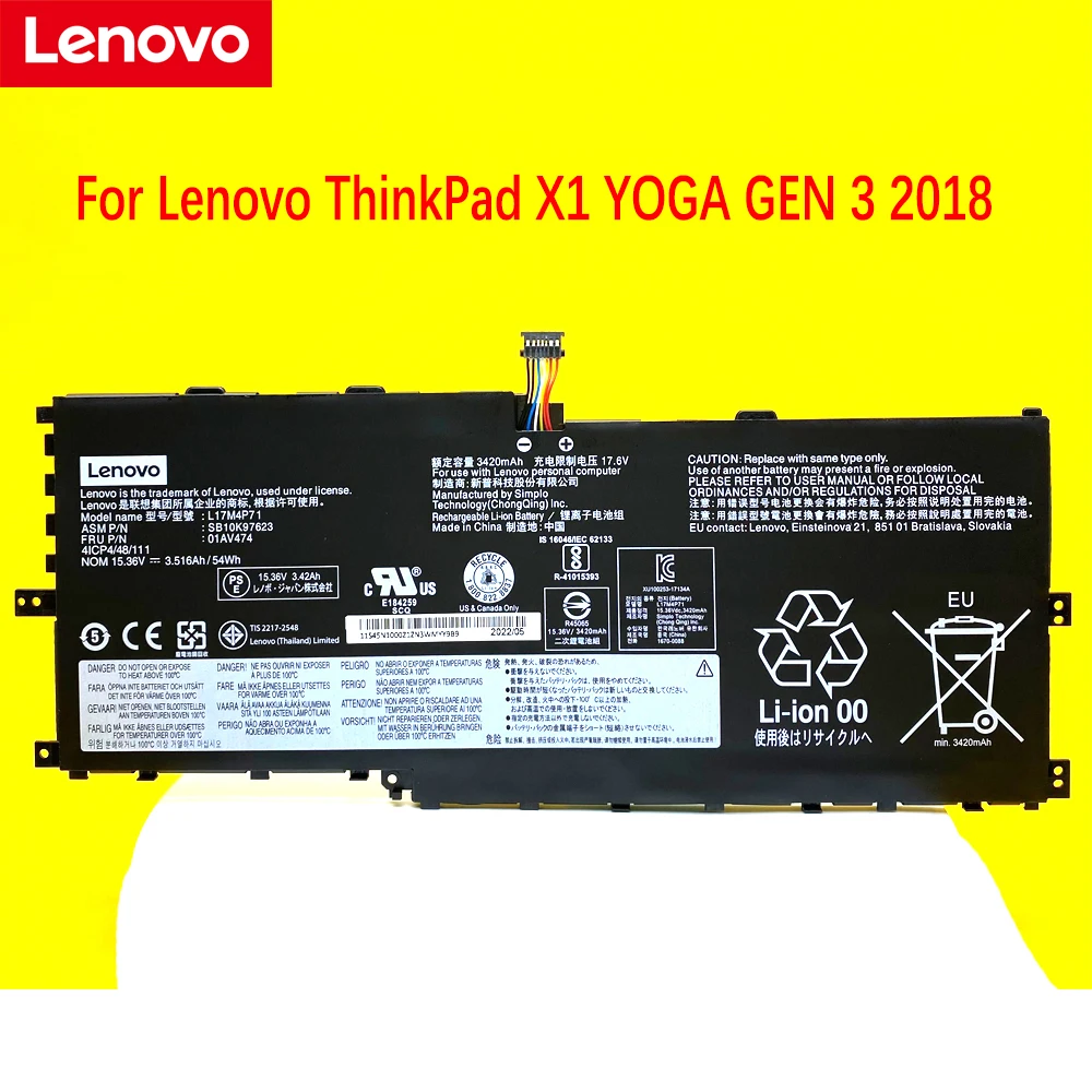 NEW-Original-01AV474-Battery-For-Lenovo-ThinkPad-X1-YOGA-GEN-3-2018 ...