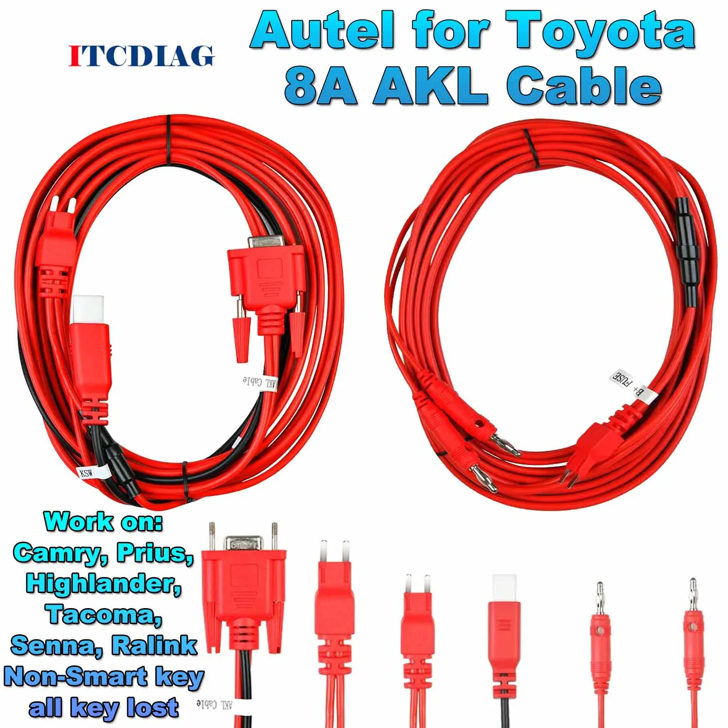 Autel 8A AKL Cable For Toyota Non-Smart Key All Keys Lost Adapter Work ...