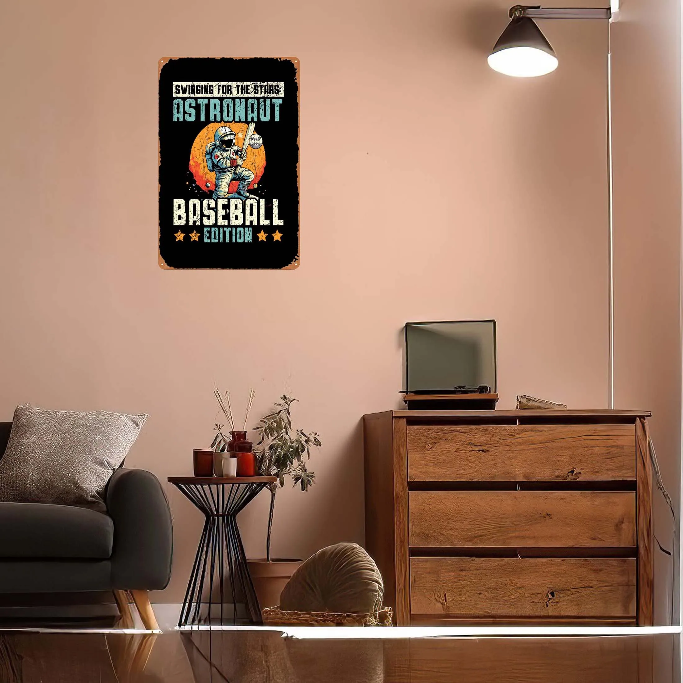 Baseball Astronaut Metal Sign Pop Art Poster Vintage Tin Plaque Sign ...