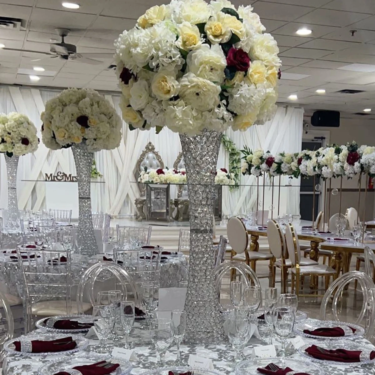 10PCS Vase Trumpet Shape Crystal Wedding Table Centerpiece Event Road ...