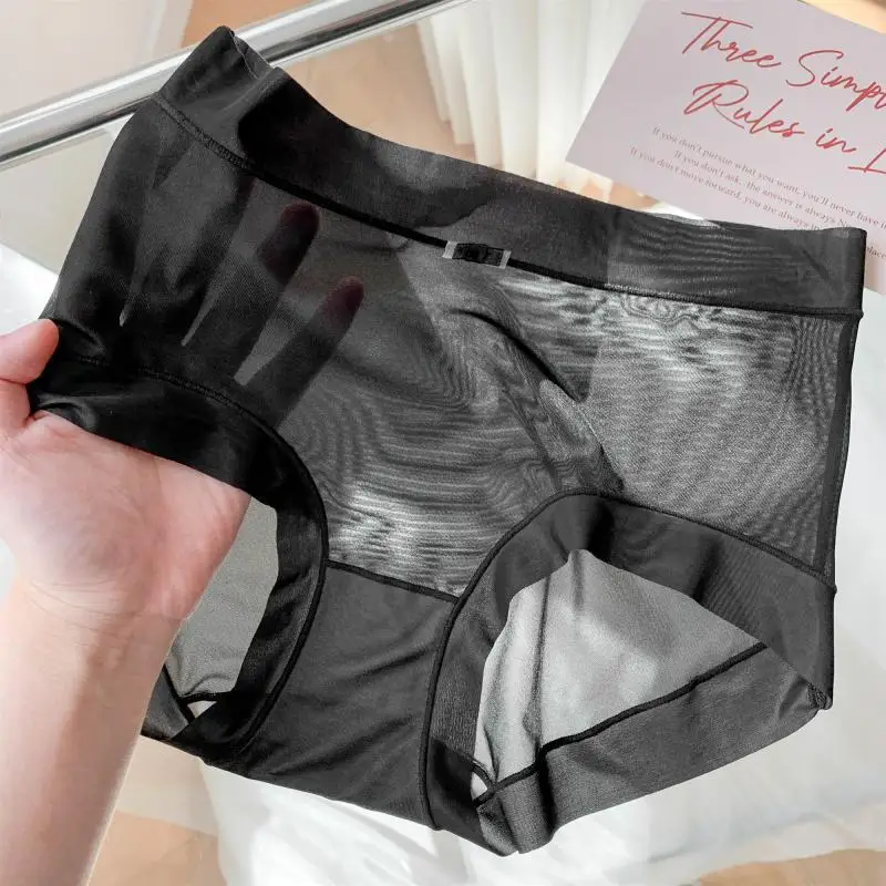 Bragas-lisas-de-seda-de-hielo-de-malla-fina-transparente-para-mujer ...
