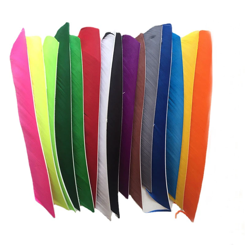 50PCS Left WING - Archery Fletches Feathers Multicolor Full length Real ...