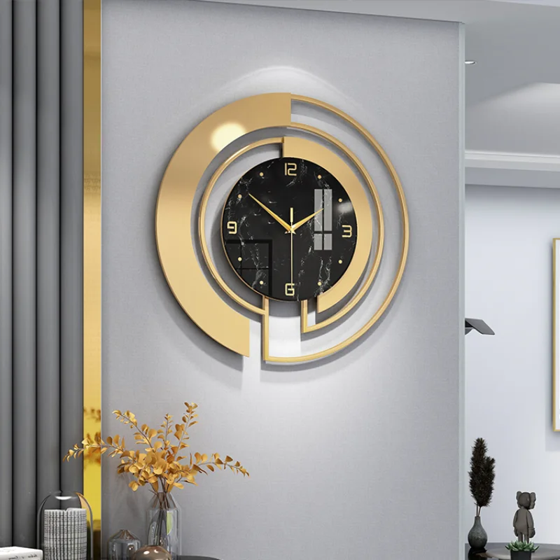 Reloj de pared de lujo con luz para sala de estar, reloj colgante de ...