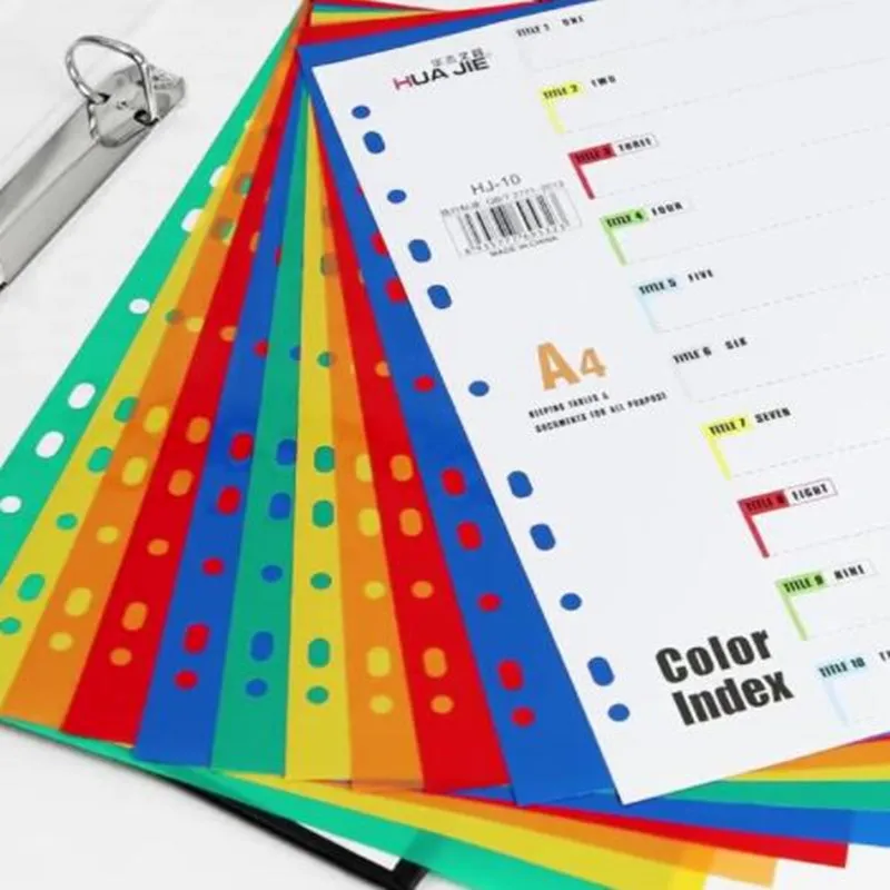 New 5 pages/packs 11 Holes A4 Binder Inner Page Dividers Set for Spiral ...