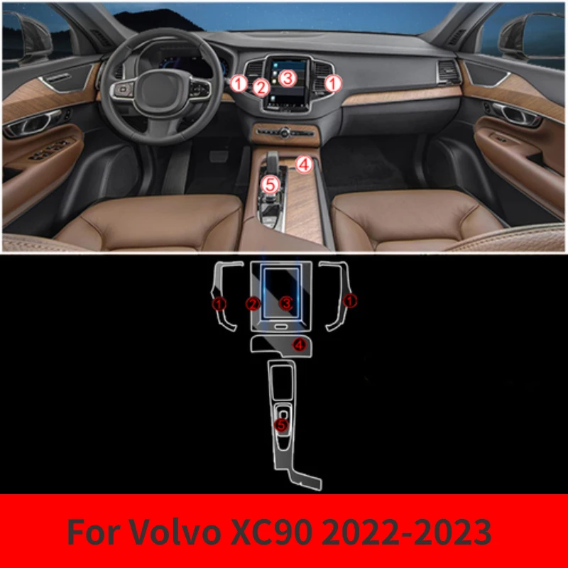 For VOLVO XC90 2022-2023 Car Interior Center Console Transparent TPU ...