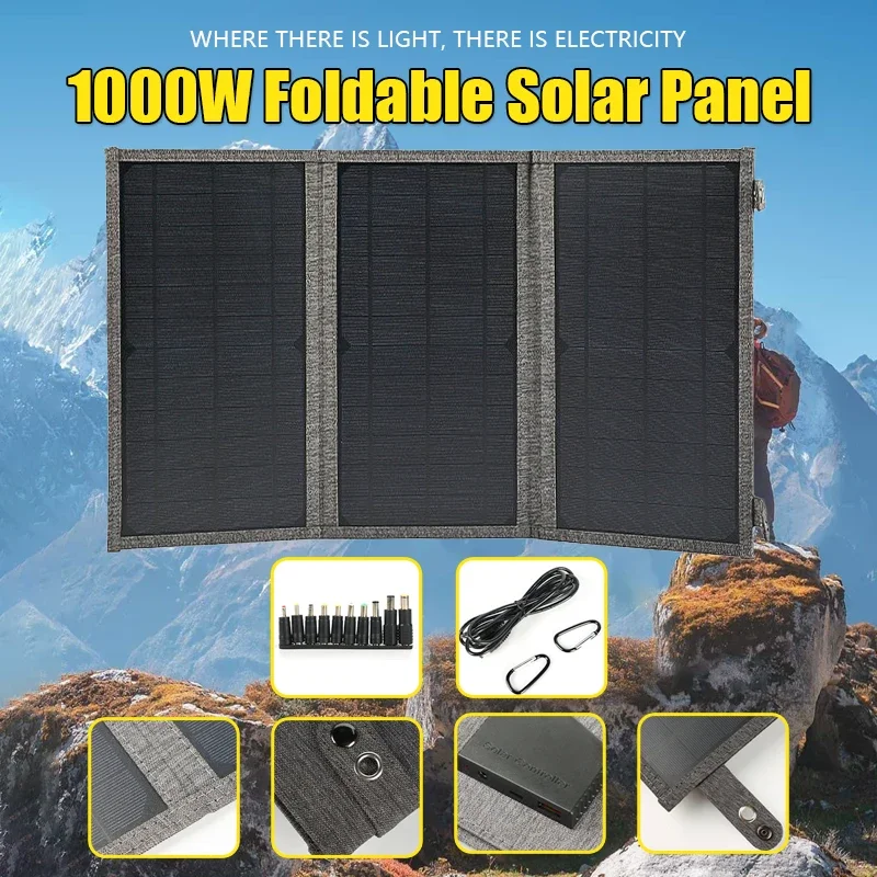 1000W-Foldable-solar-panel-portable-solar-panels-charger-USB-5V-DC-Full ...
