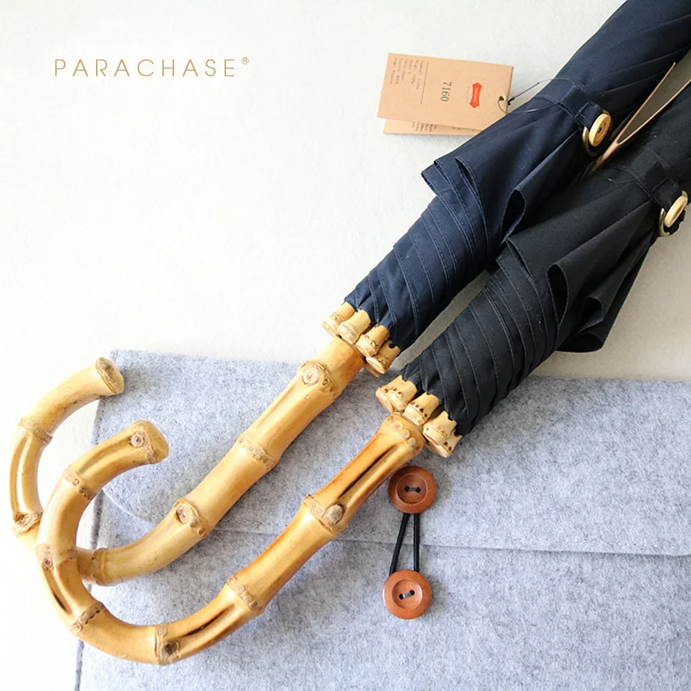 Big Rain Umbrella For Men Bamboo Handle 8K Windproof Anti UV Parasol ...