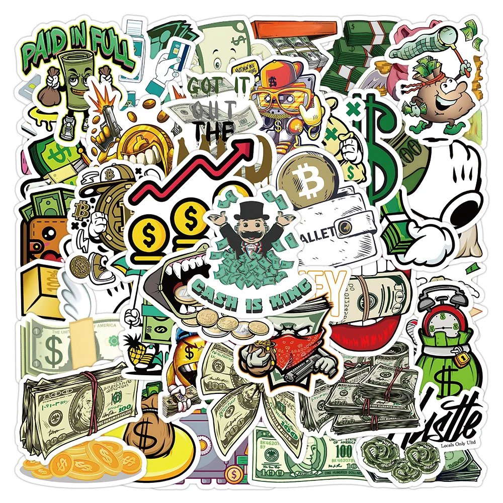 10-30-50pcs-Money-Currency-Cartoon-Graffiti-Sticker-Skateboard-Laptop ...