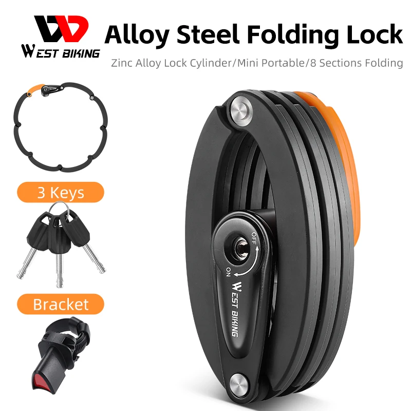 WEST-BIKING-Bicycle-Folding-Lock-Safety-Anti-theft-MTB-Road-Bike-Chain ...