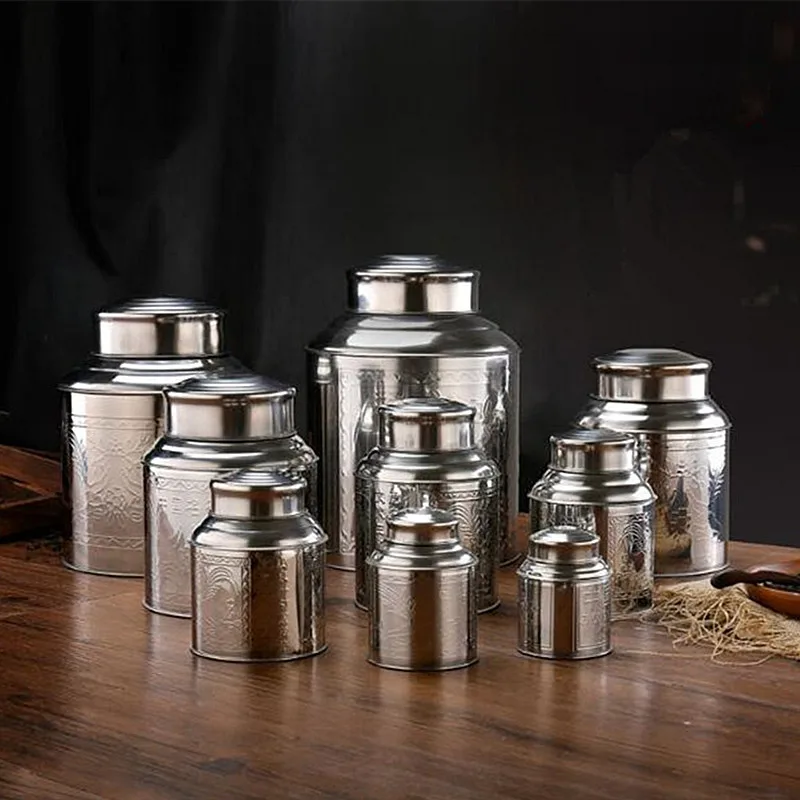 Stainless-Steel-Large-Tea-Caddy-Tea-Packaging-Iron-Box-Household ...