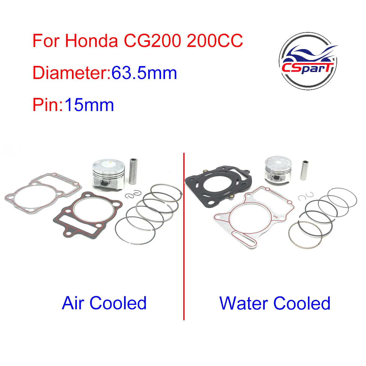 CG200 200CC 63.5MM 15MM Piston Kit For Honda Air Water cooled Shineray ...