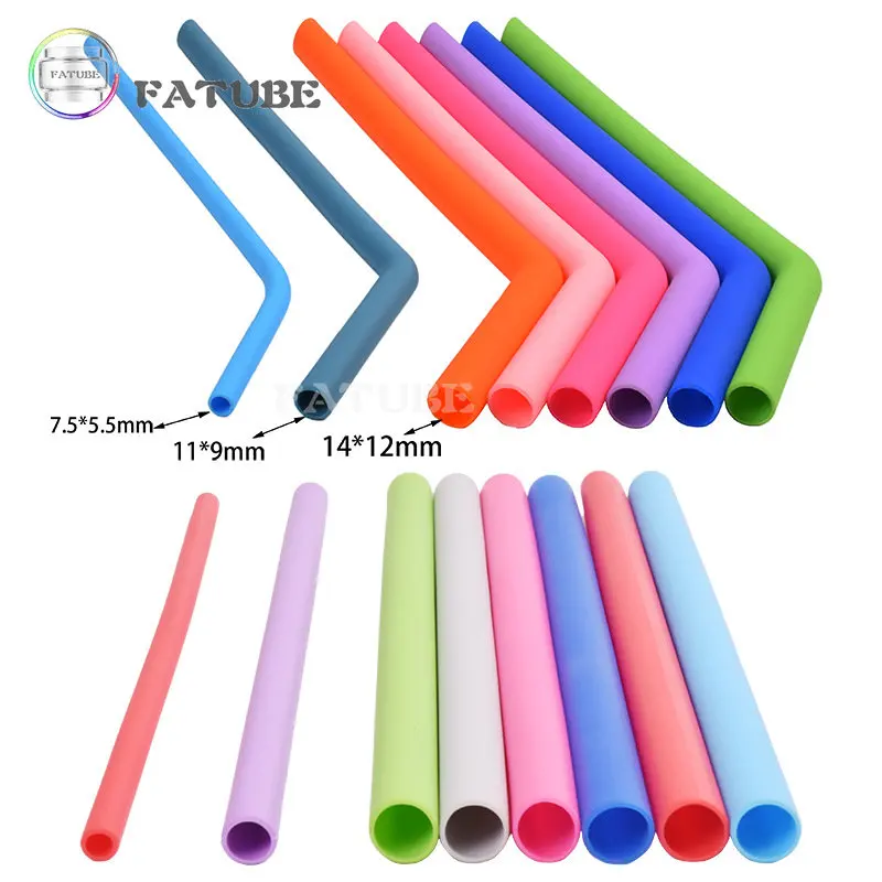 10PCS Fatube Silicone Straw Curved Straws Straight 14 * 12mm, 11 * 8mm ...