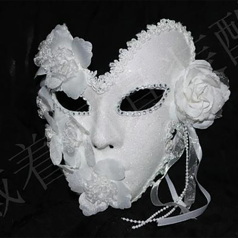 Venetian Masquerade Mask Princess Men Women Feather Flowers Lace Black ...