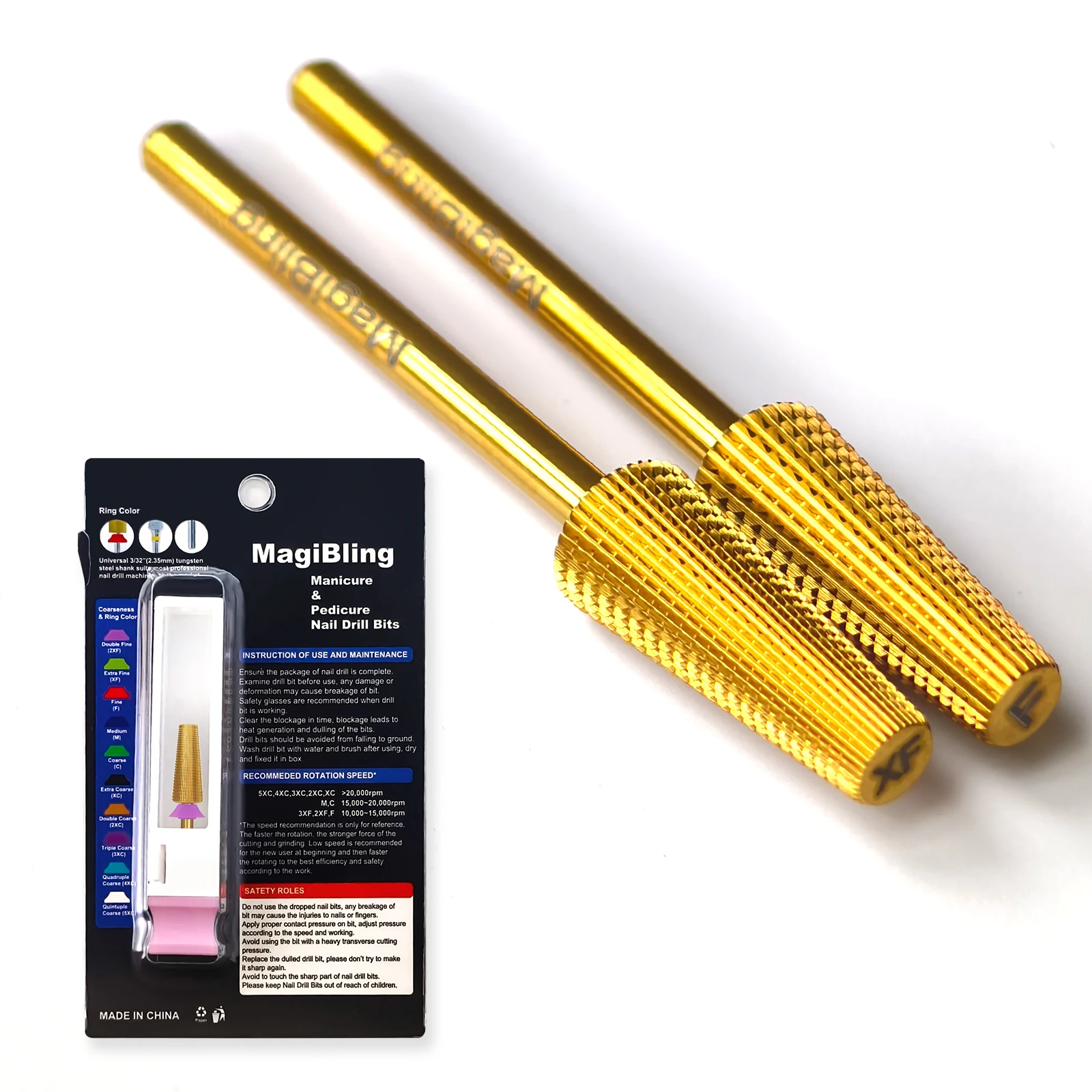 MagiBling Flat Top 5-in-1 Tapered Nail Drill Bit Carbide E-file Bit for ...