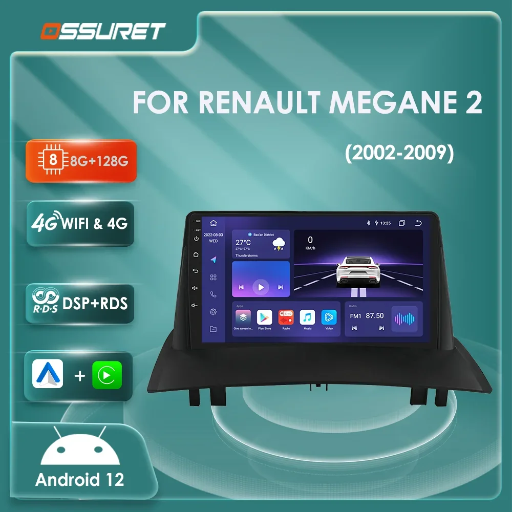 7862-2Din-Android-12-Autoradio-Multimedia-4G-Carplay-for-Renault-Megane ...