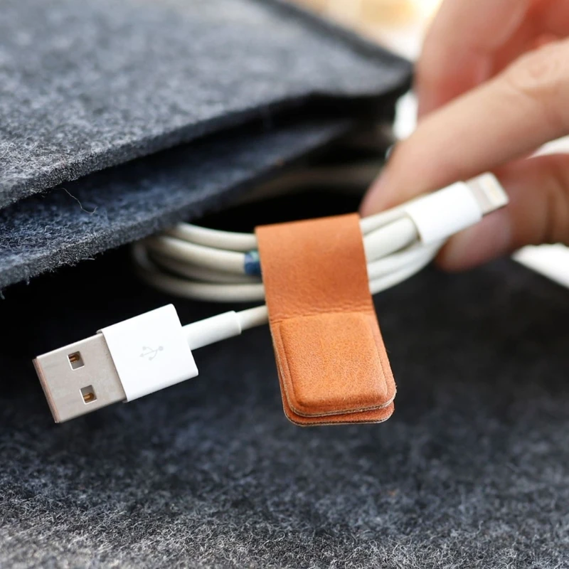 Magnetic Earphone Cable Clip Leather Wire Organizer Flexible Winder ...