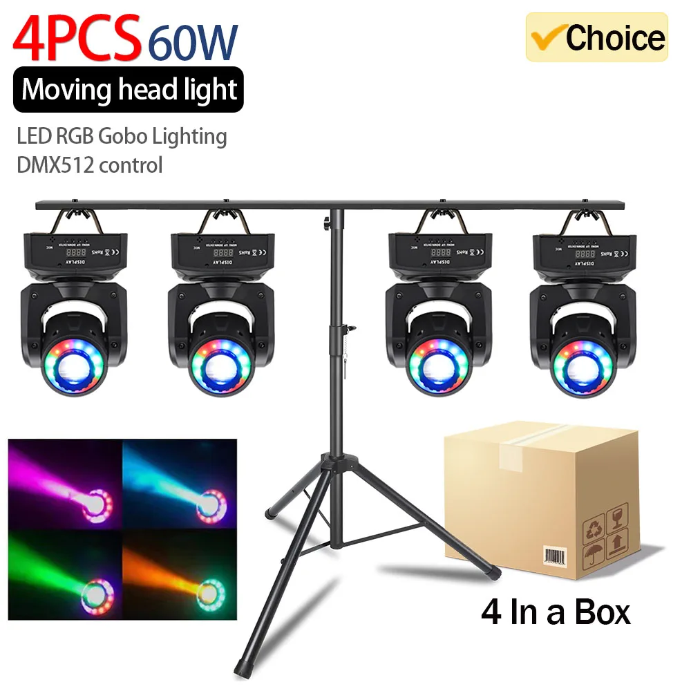 4PCS-60W-Professional-Stage-Lights-520-Rotating-Pattern-RGB-Disco ...