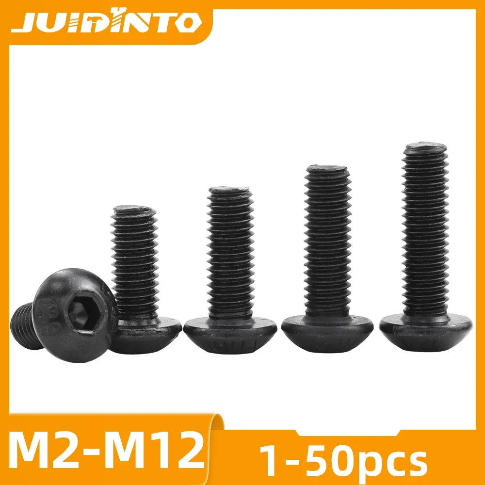 JUIDINTO 1-50pcs Allen Round Screw Bolt 12.9 Grade M2 M2.5 M3 M4 M5 M6 ...