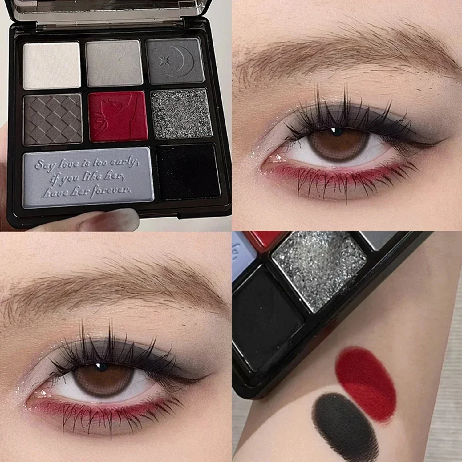 Cement-Grey-Black-Eye-Shadow-Palette-Makeup-Eyes-Glitter-Long-Lasting ...