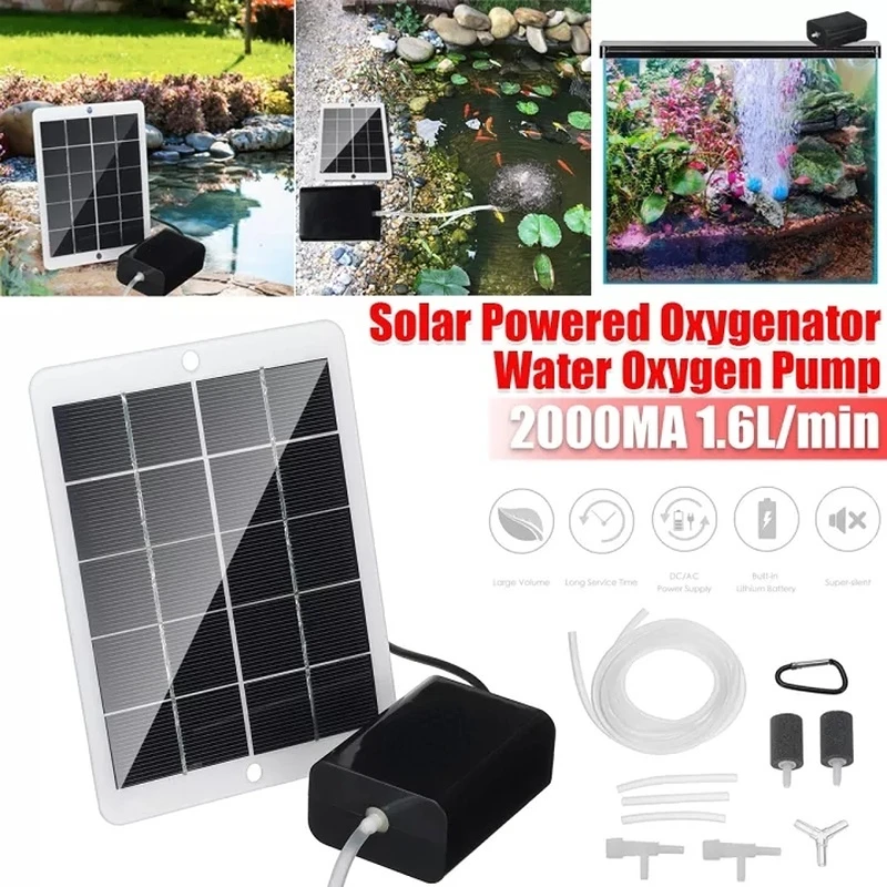 Solar-Panel-Aquarium-Fish-Tank-Air-Pump-Silent-Compressor-Oxygen-Pump ...
