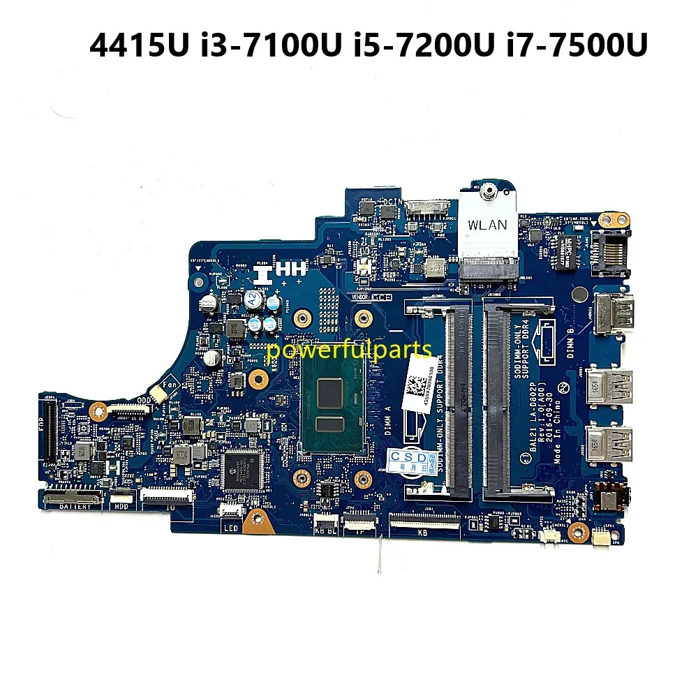 Placa base para portátil DELL Inspiron 5567 5767, Cpu 4415u, i3-7100u ...