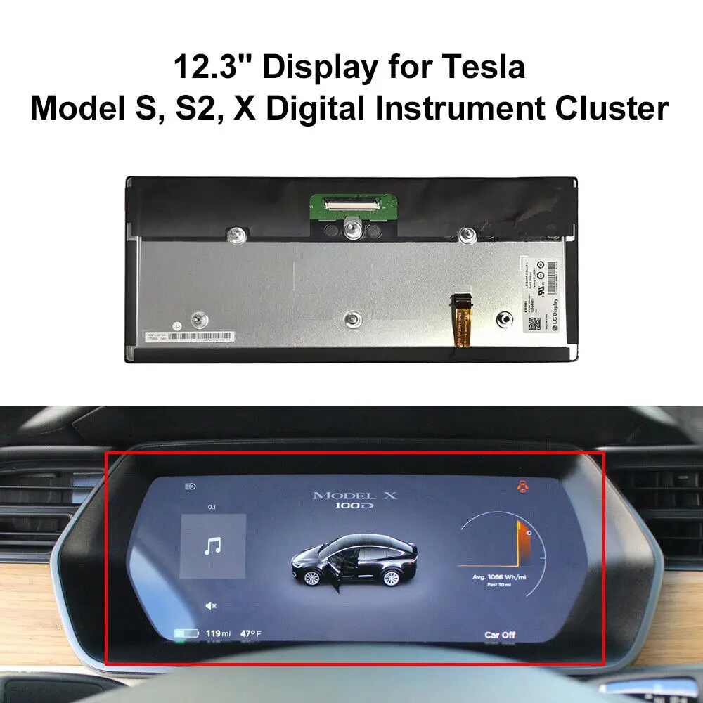 Lcd 12.3" Display For Tesla Model S, S2, X Gen 2 Digital Instrument ...