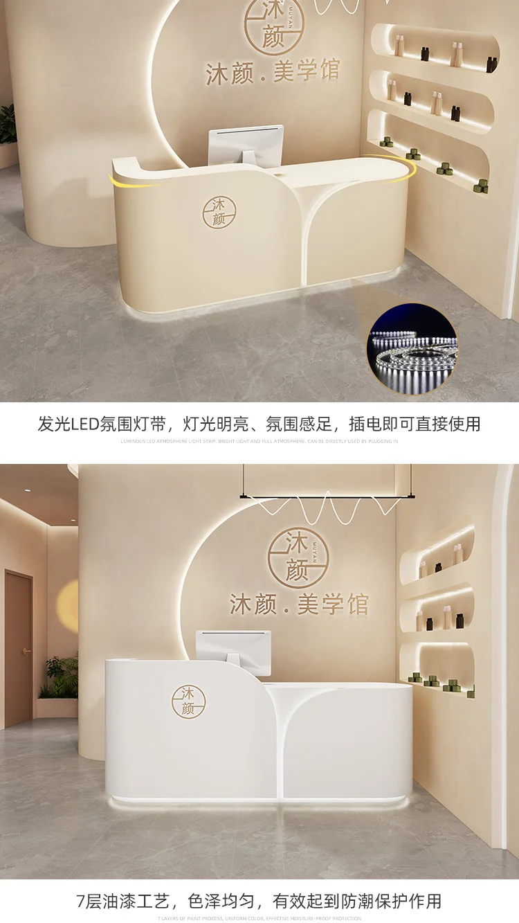 Front Reception Desk Office Executive Office Table Futuristic Long ...