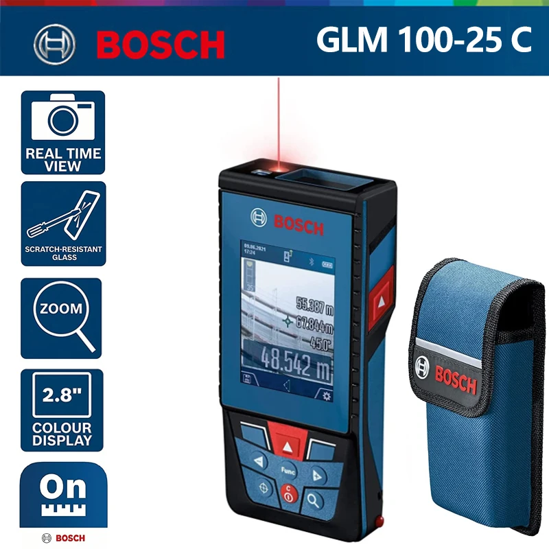 Bosch-GLM 100-25 C 100 미터 블루투스 레이저 거리 측정기, 내장 카메라 전문가 in/outdoor 정밀 레이저 거리 측정