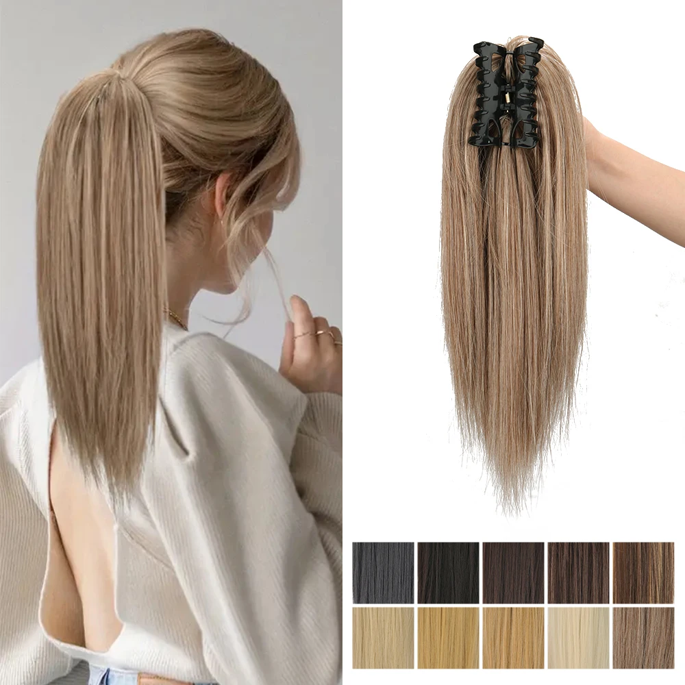 Synthetic Claw Clip Ponytail Hair Extensions 16Inch Waterfall Straight ...