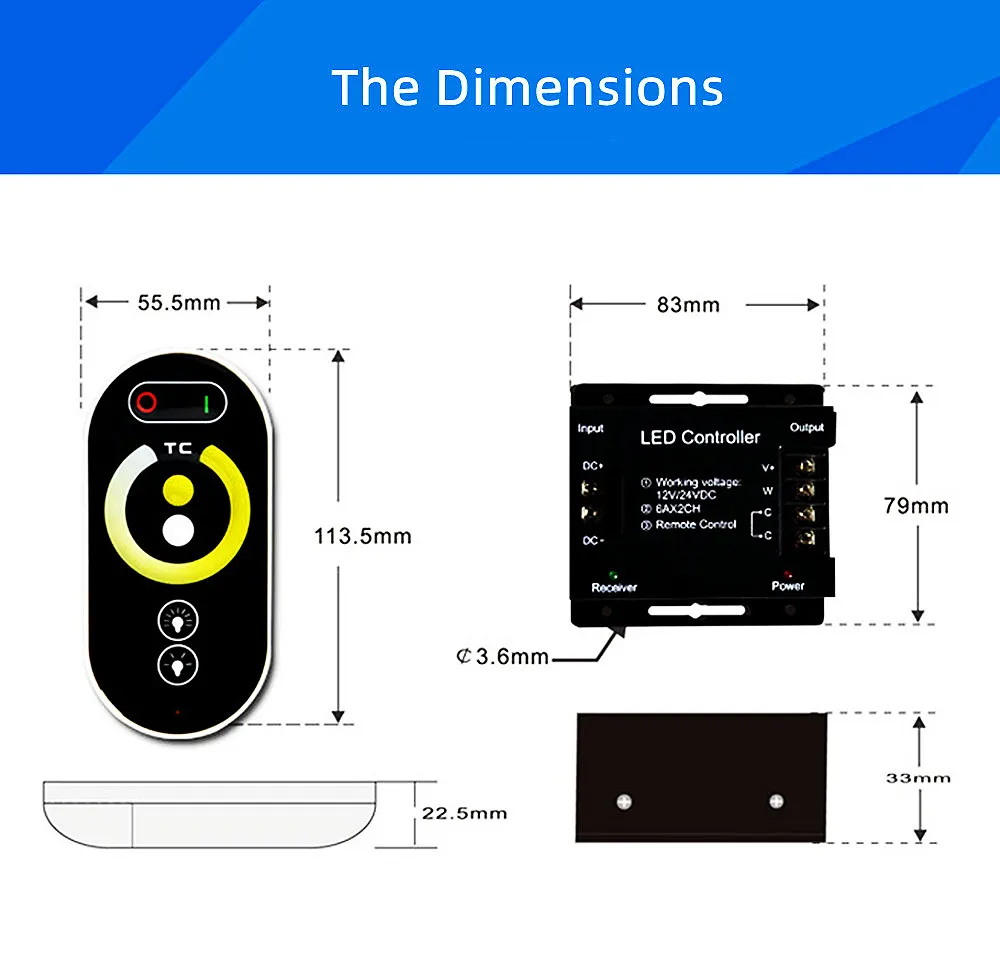 Touch LED Controller DC12V-24V For RGB Dimmer Single Color CCT LED ...
